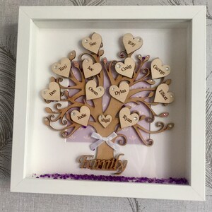 WOODEN FAMILY TREE, Personalised Box Frame,keepsake Gift, Handmade ...