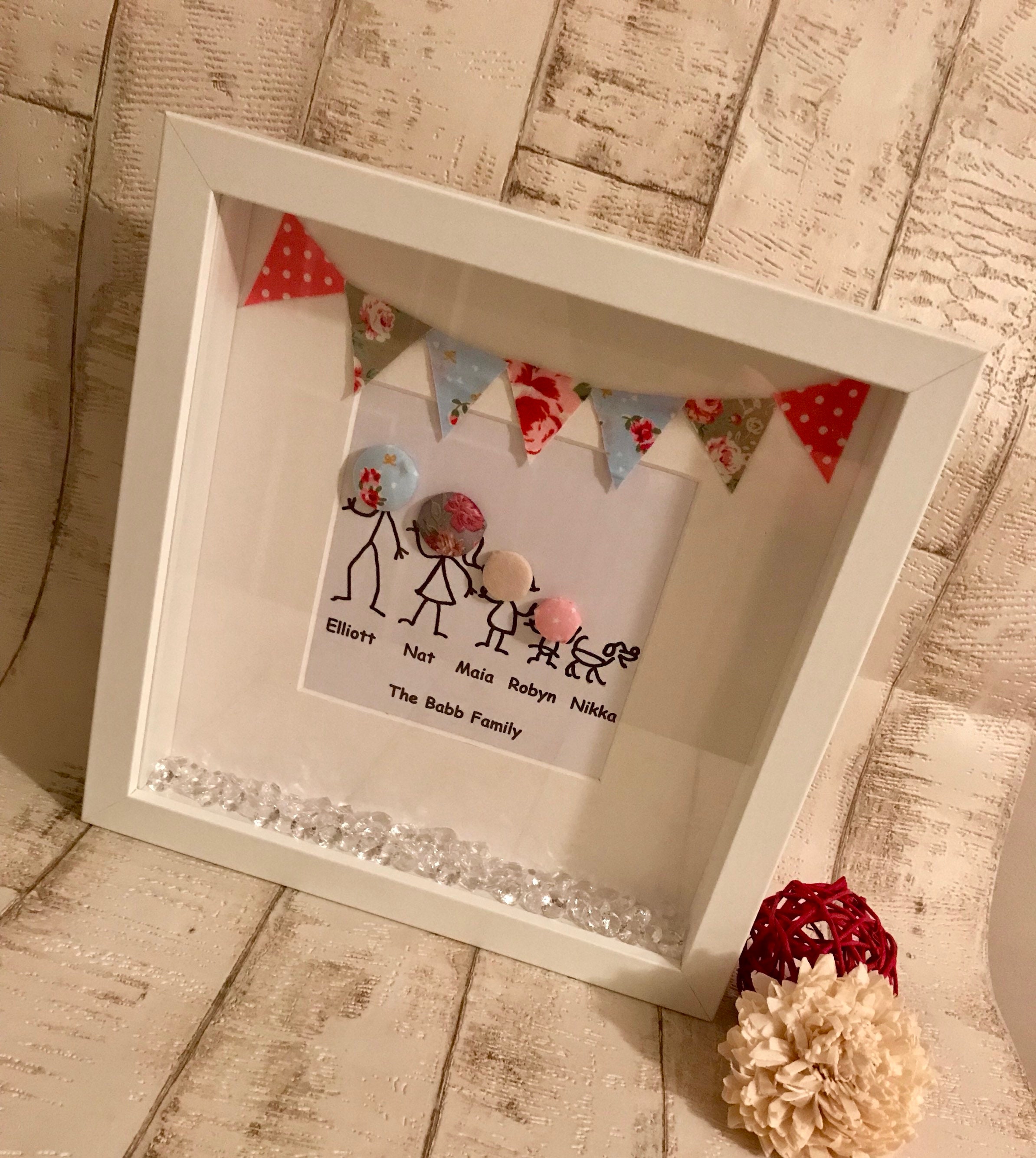 Stick Family Button Frame, Personalised Frame With Stick Figures ...