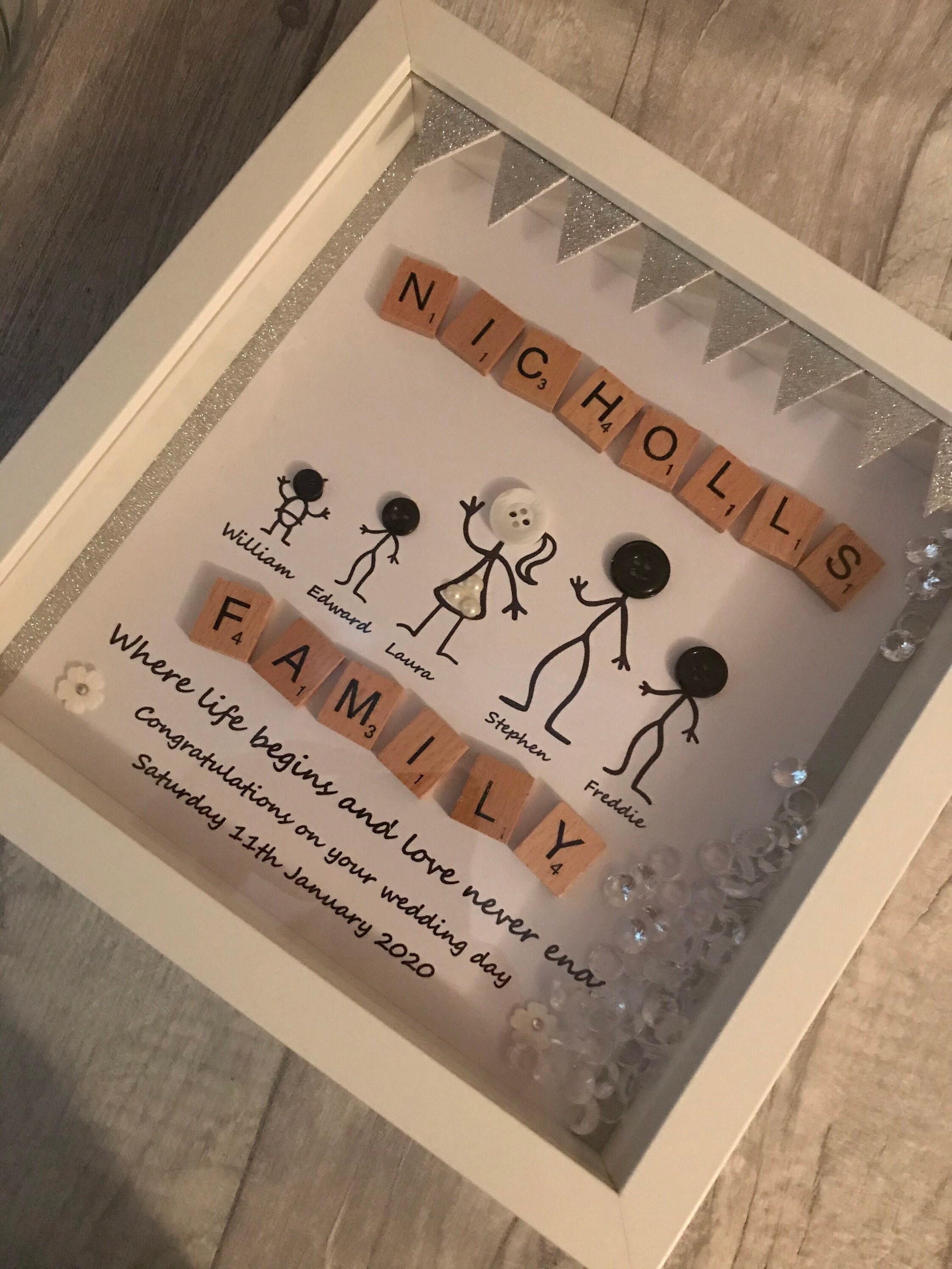 Stick Family Button Frame, Personalised Frame With Stick Figures ...