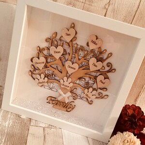 WOODEN FAMILY TREE, Personalised Box Frame,keepsake Gift, Handmade ...