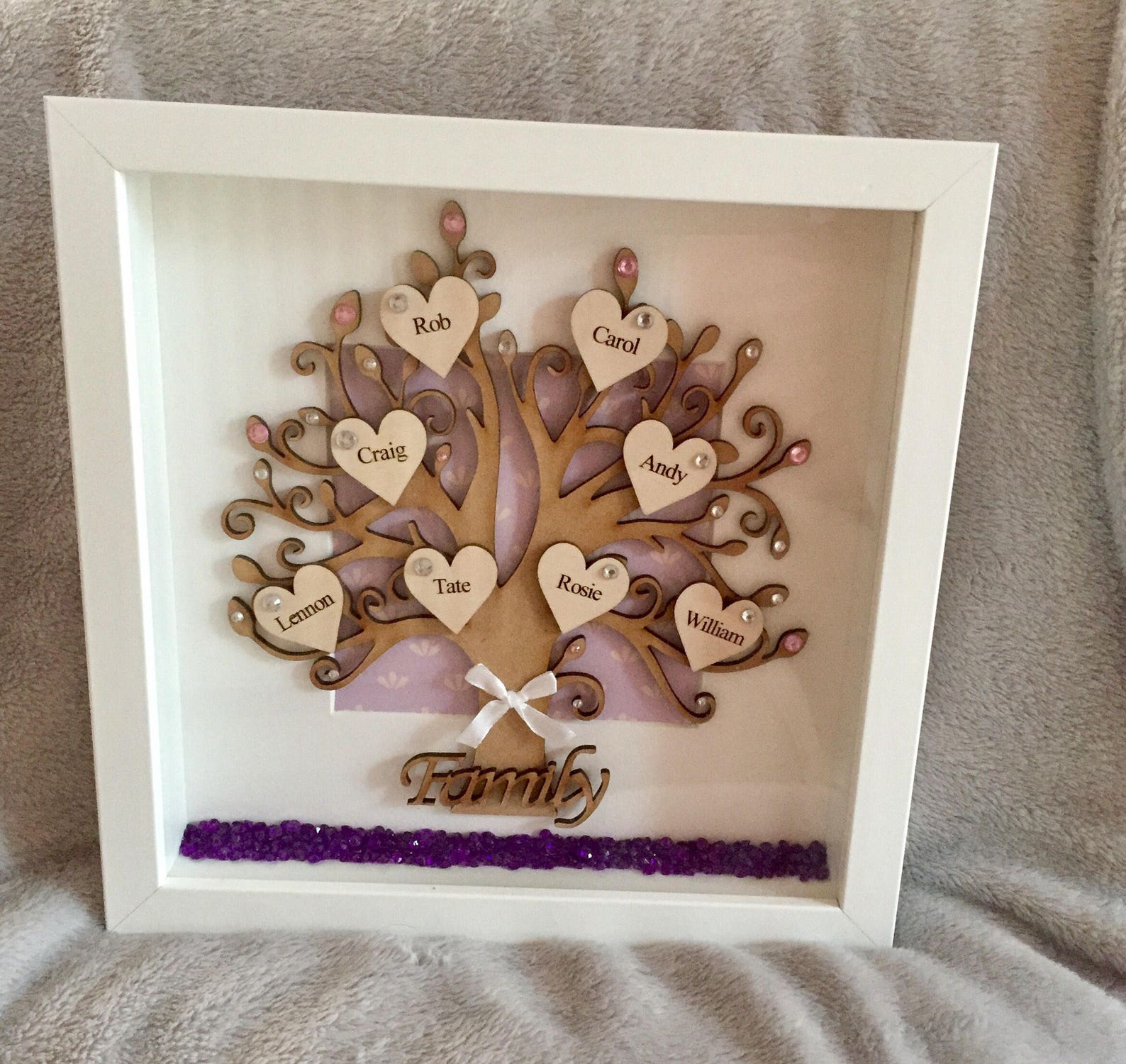 WOODEN FAMILY TREE, Personalised Box Frame,keepsake Gift, Handmade ...