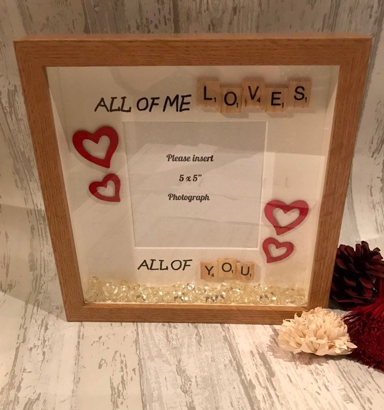 Valentines Day scrabble frame Birthday gift for partner | Etsy