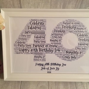 Personalised Gift, Personalised Word Cloud With Frame, Word Art for Any ...