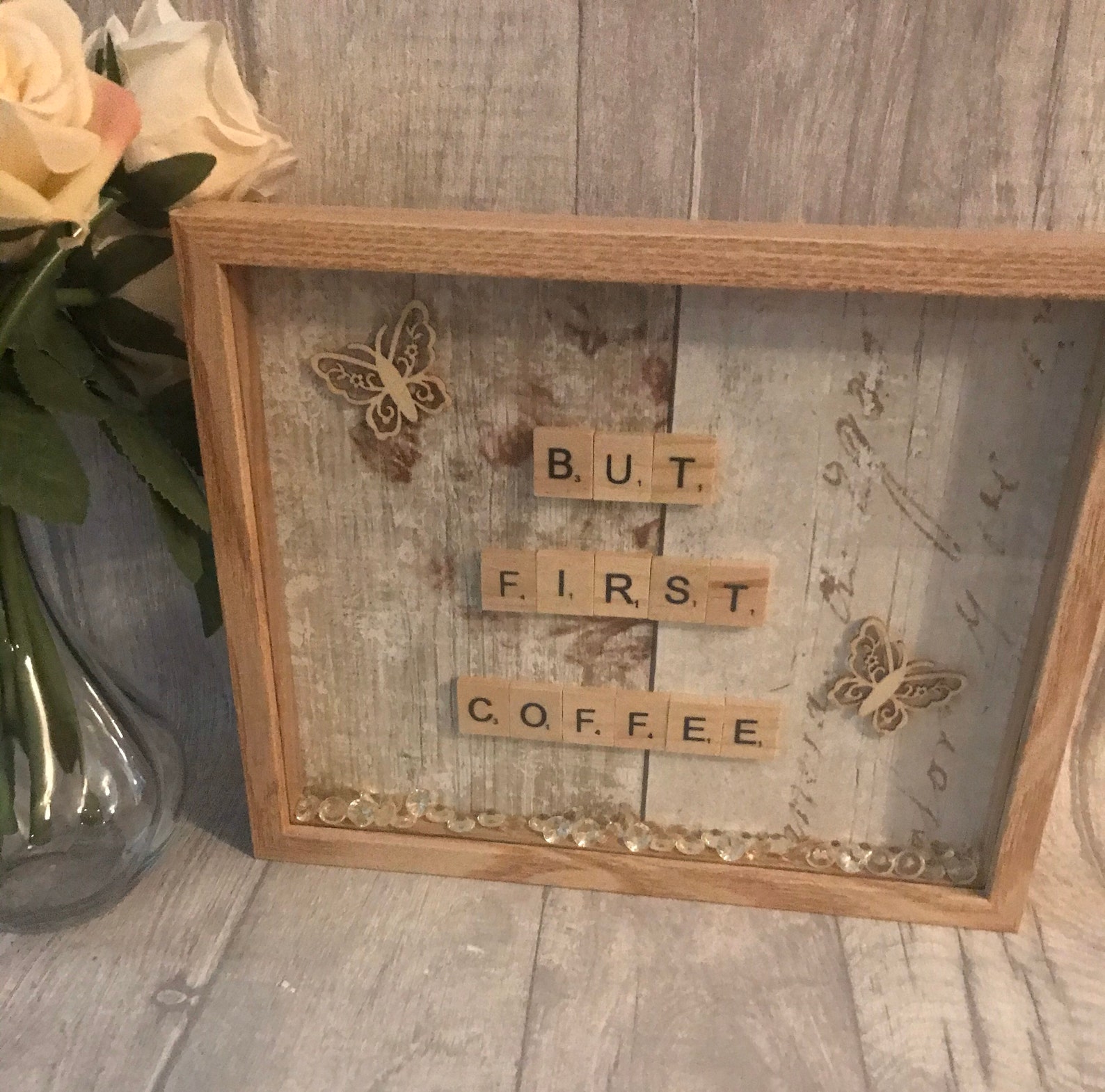 But First Coffee scrabble frame Scrabble box frame scrabble | Etsy