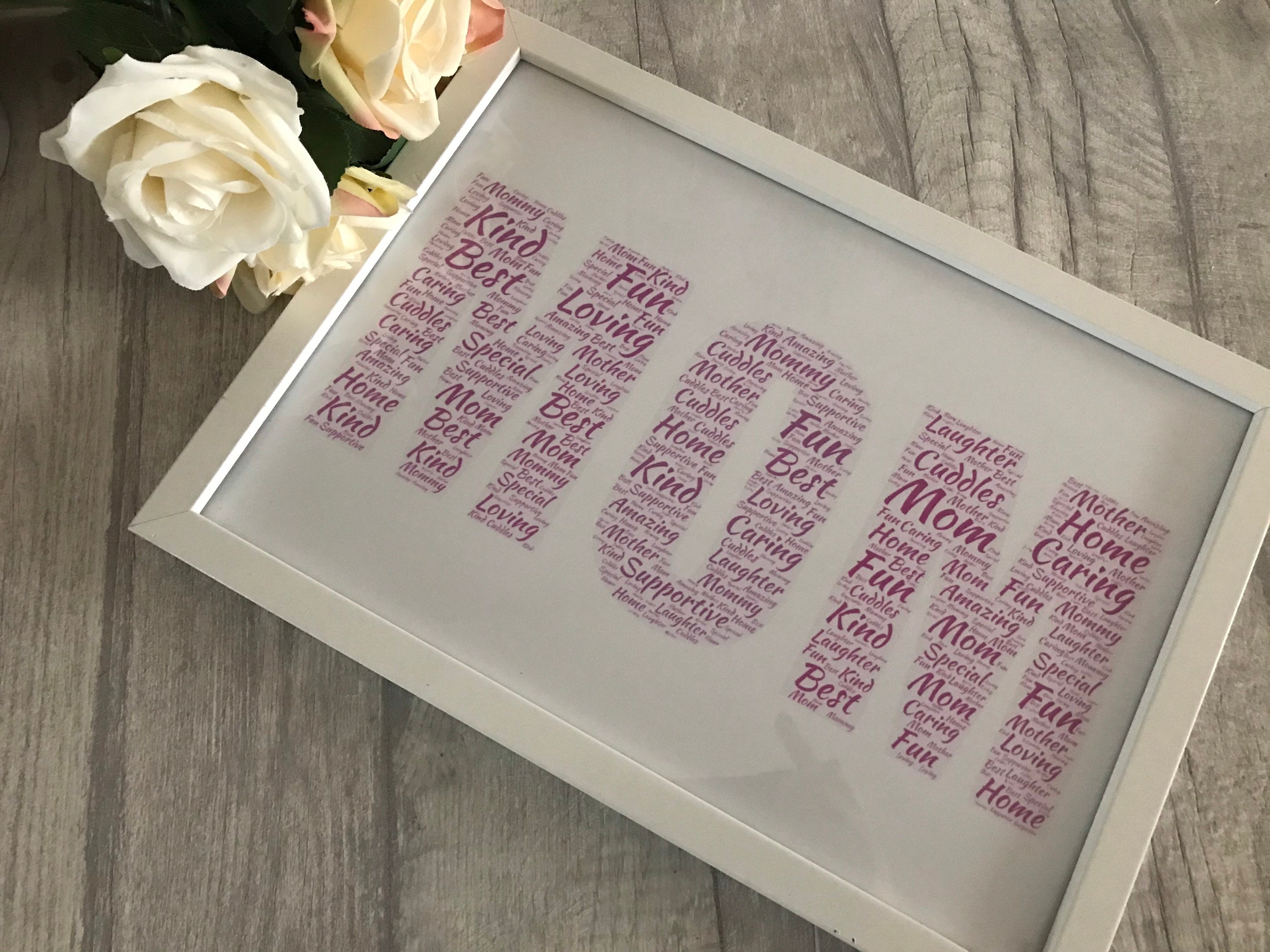 Personalised Gift Personalised Word Cloud With Frame Word - Etsy UK