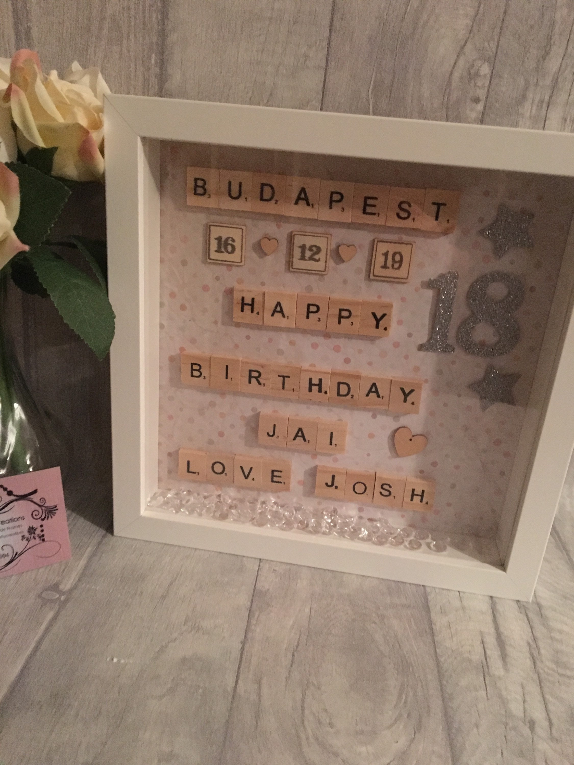 Happy birthday frame Happy birthday scrabble box frame happy | Etsy