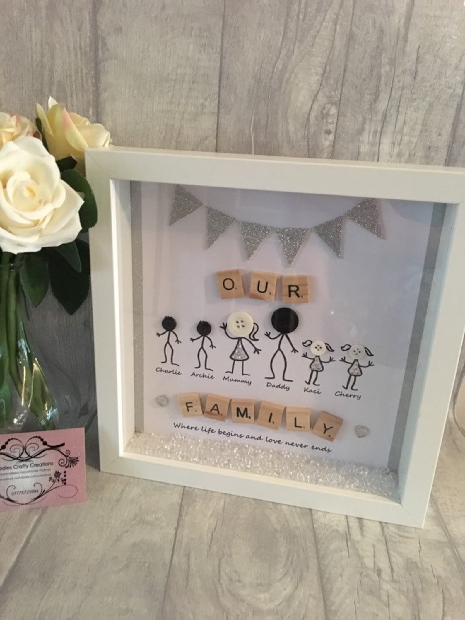 Stick Family Button Frame Personalised Frame With Stick - Etsy