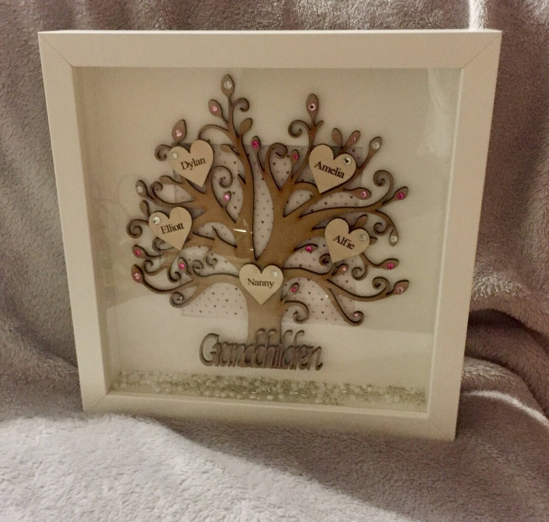 WOODEN FAMILY TREE, Personalised Box Frame,keepsake Gift, Handmade ...