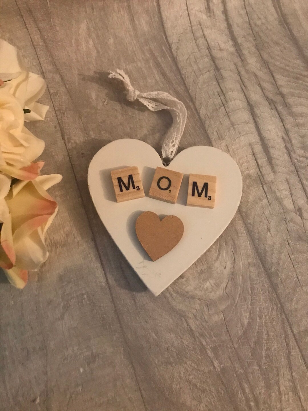 Scrabble Hanging Plaques, Heart Shape Hanging Ornament, Scrabble Gift ...