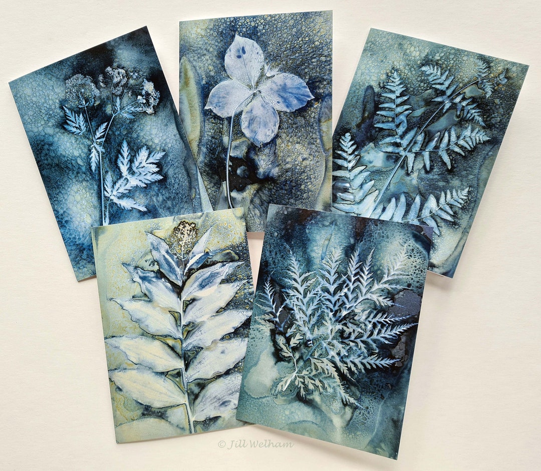 Botanical Art Cards, Multi Pack of Five Cards From Original Wet ...