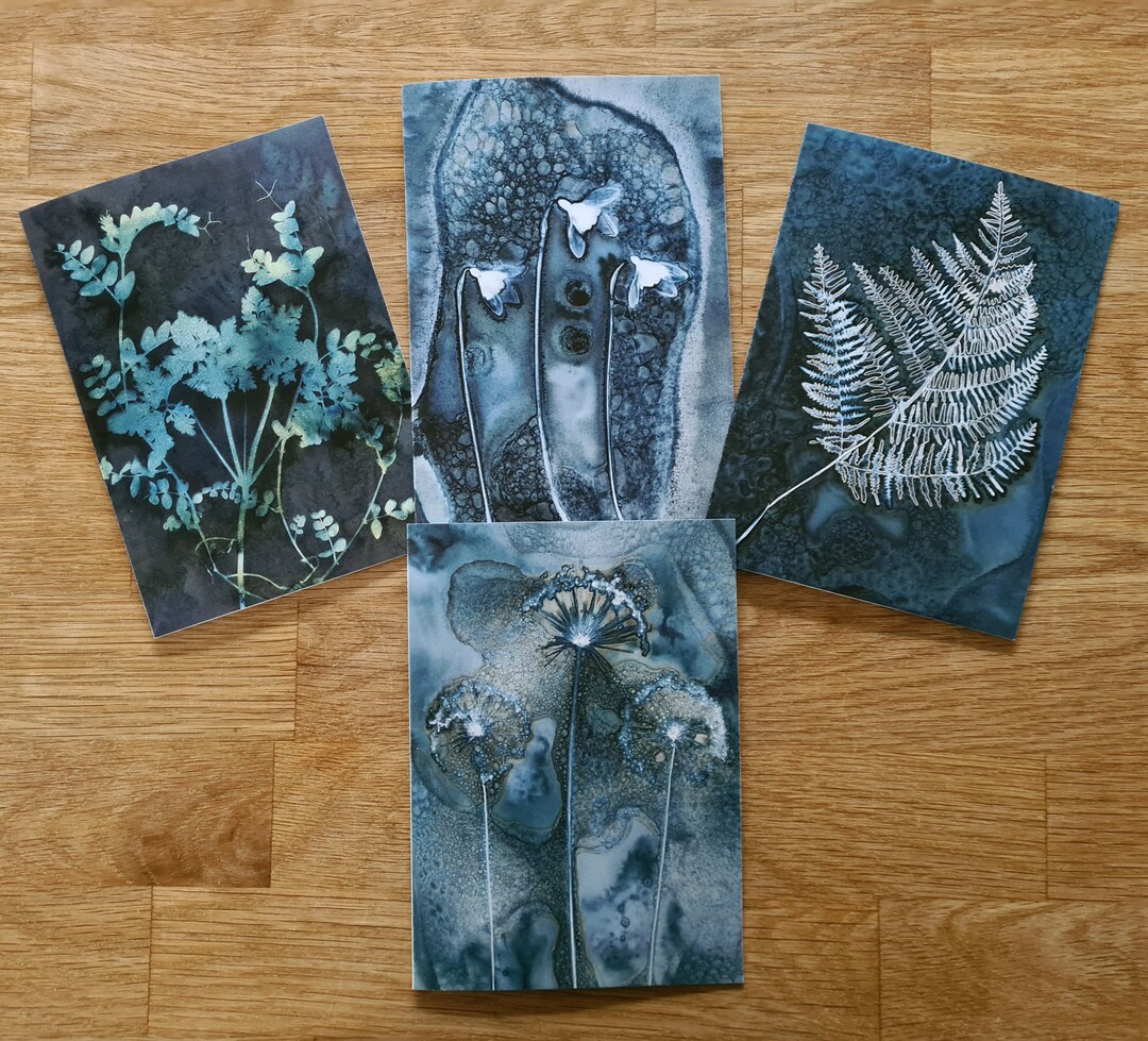 Botanical Art Cards, Multi Pack of Four Cards From Original Wet ...