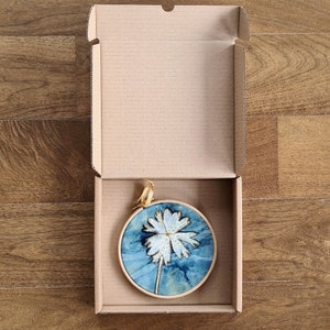 Original Botanical Wet Cyanotype on Fabric of a Leaf Embroidered by ...