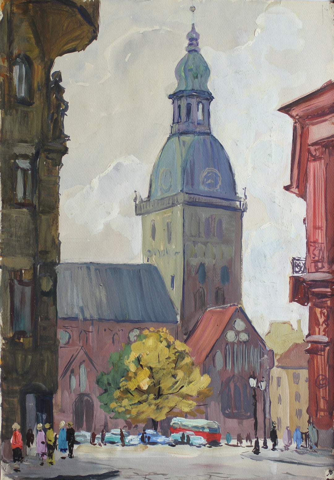 Reservedautumn in Riga, Impressionist Vintage Painting by Viktor ...