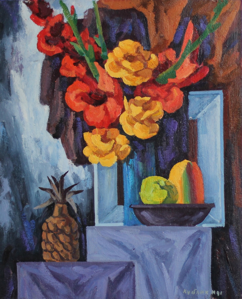 Cubist Oil Painting Still Life Flowers and Fruits Ukraine Cubism Art ...
