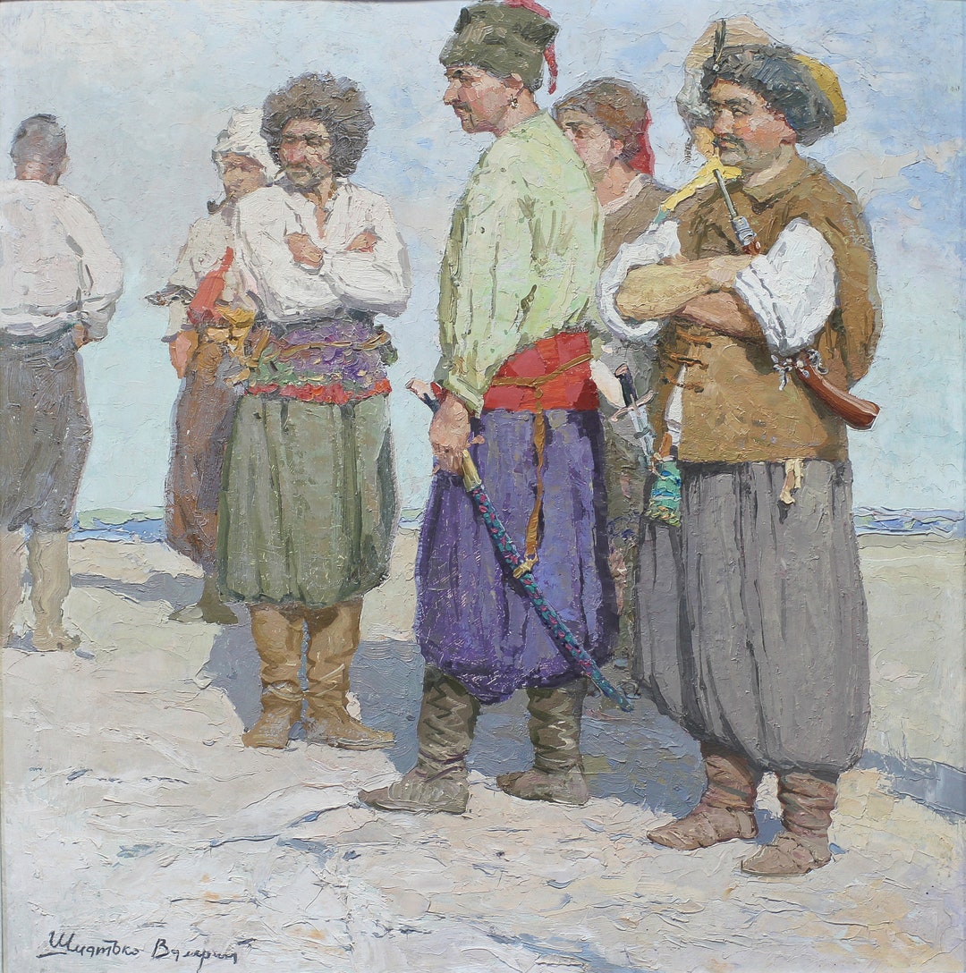Cossack Officers, Starshyna, Leaders of Zaporozhian Sich, Ukraine, Oil ...