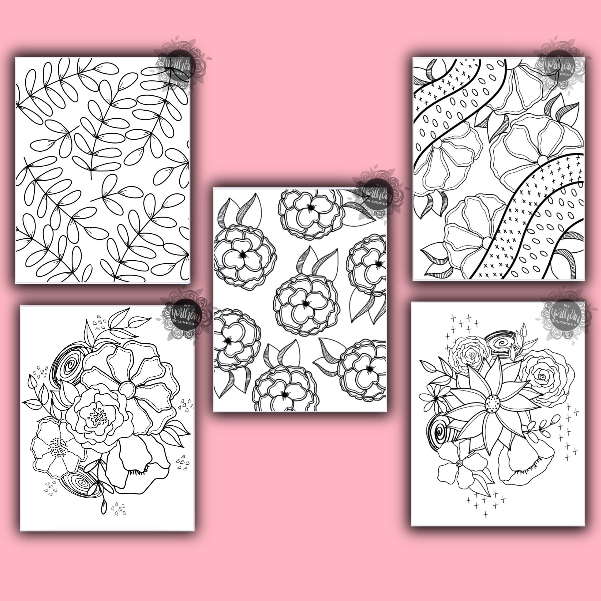 Bloom & Grow Colouring Pages | Hand Drawn Colouring Sheets | Adult and ...