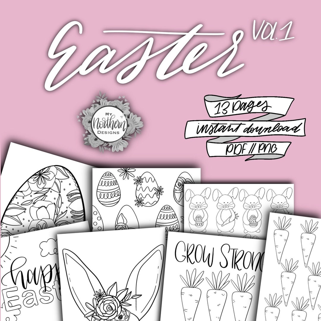 Easter Vol. 1 Colouring Pages Hand Drawn Colouring Sheets Adult and ...