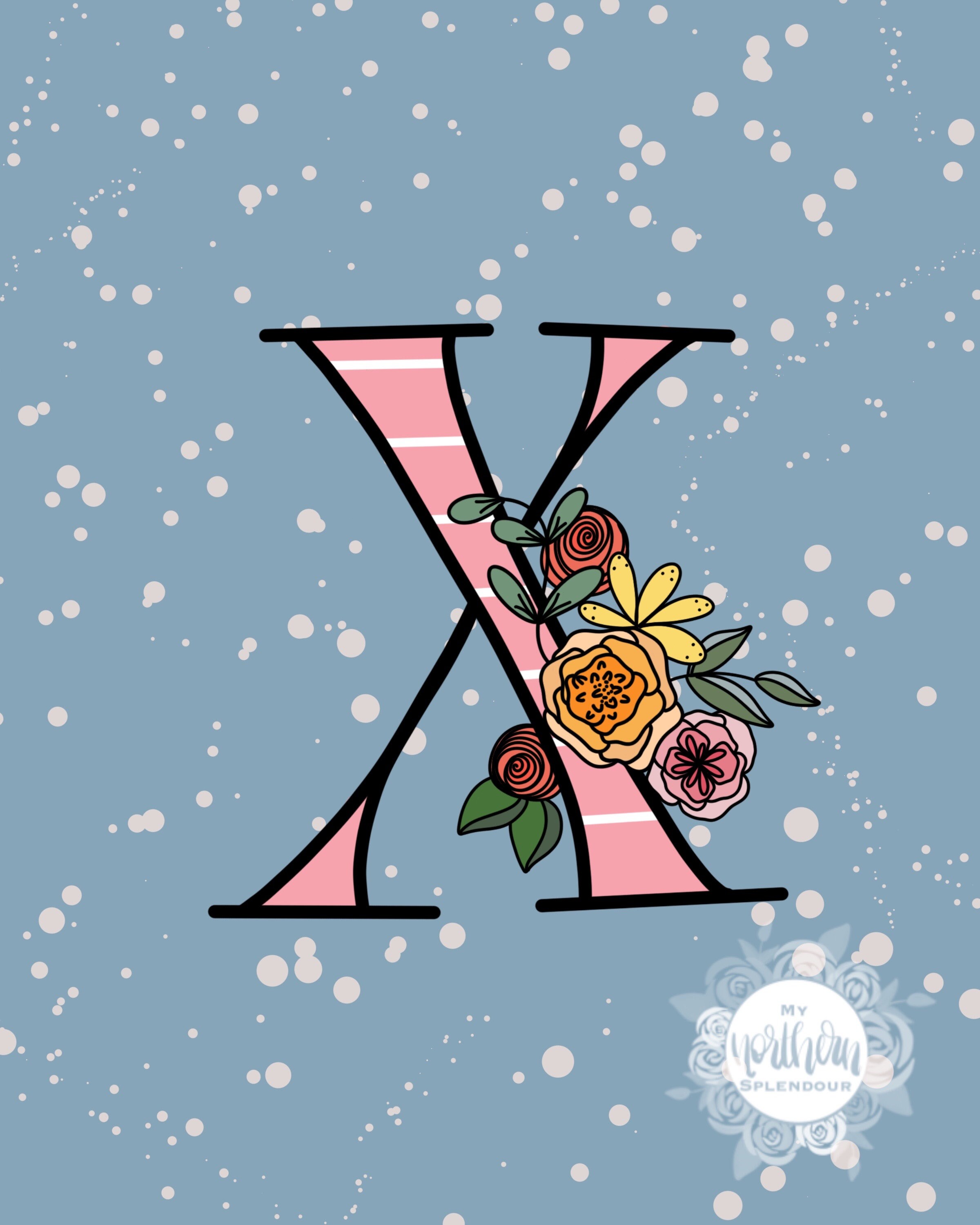 Monogram Printable Art X Wall Art Home Decornursery Instant Download Etsy