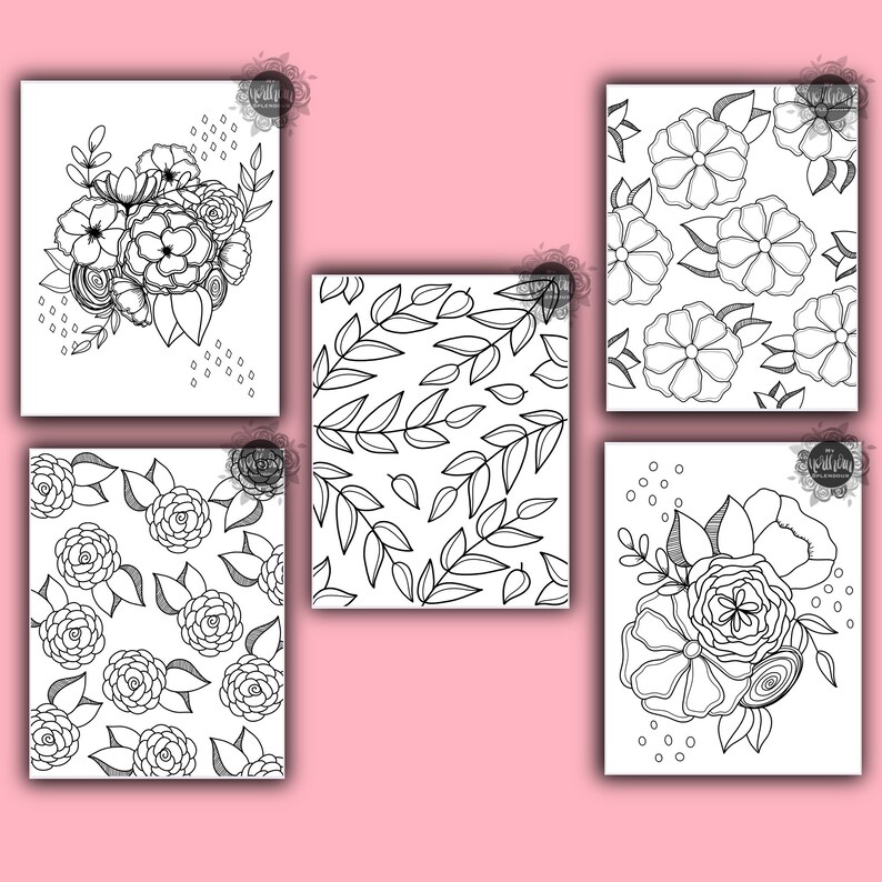 Bloom & Grow Colouring Pages | Hand Drawn Colouring Sheets | Adult and ...