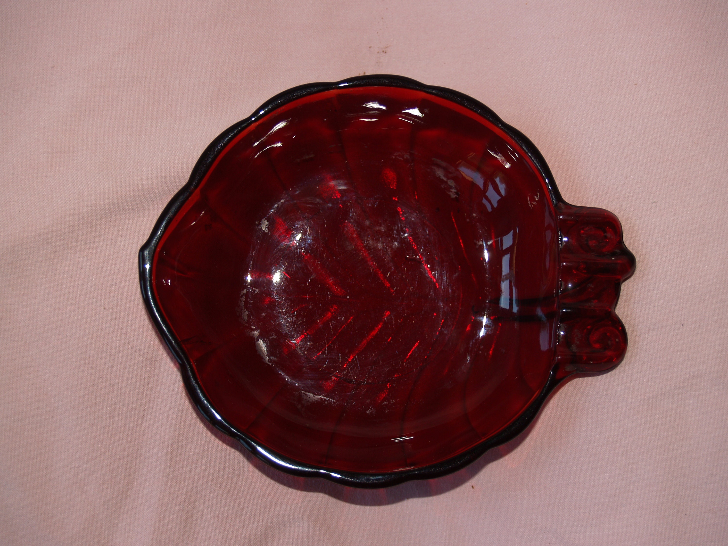 Vintage Ruby Red Leaf Shaped Ashtray | Etsy