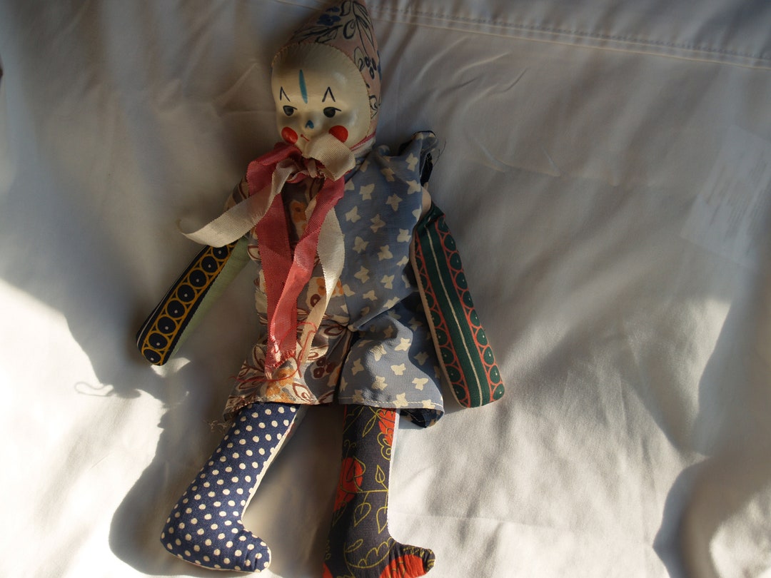 Vintage Jester Straw Stuffed Fabric Doll - Etsy