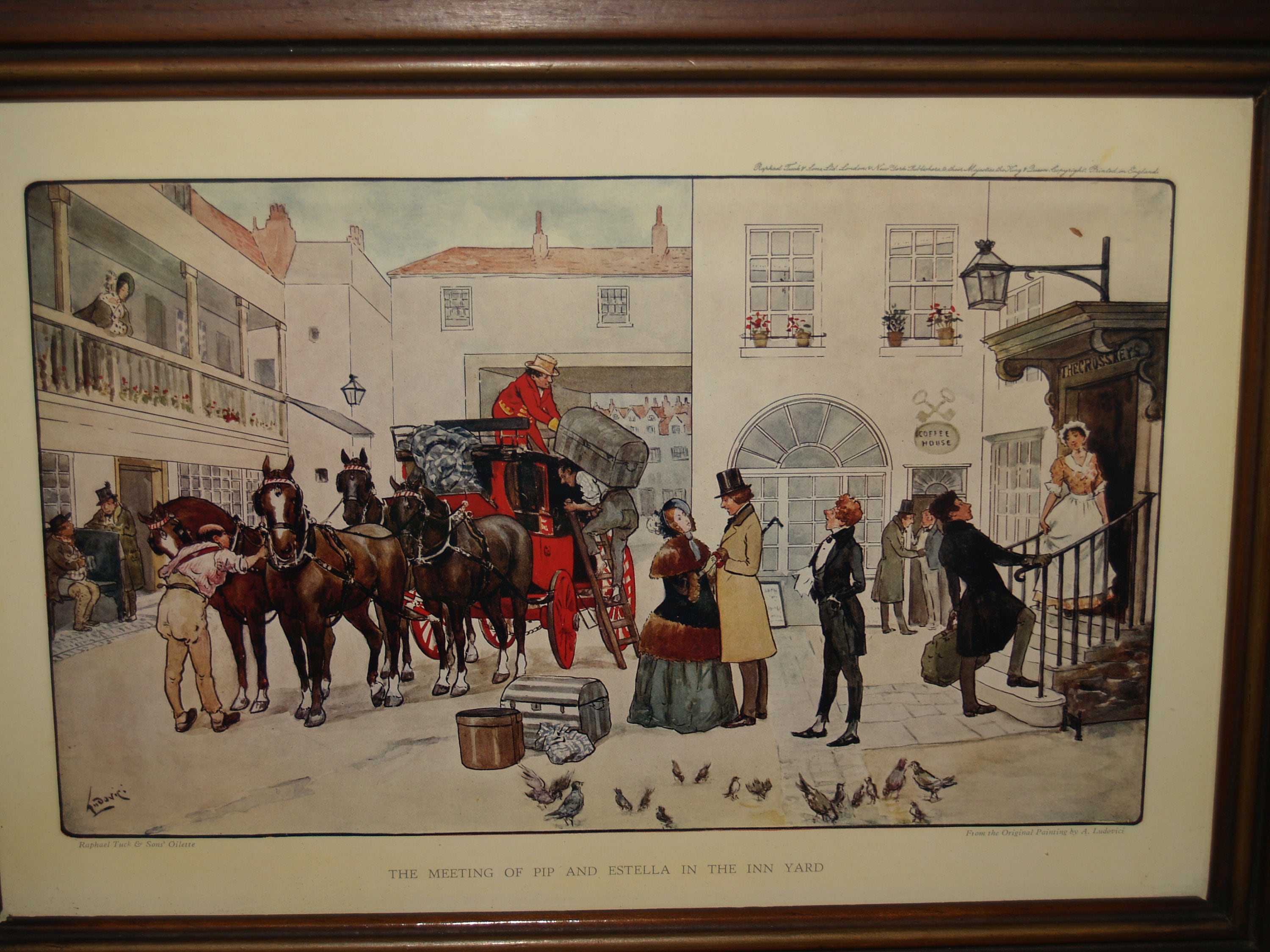 Vintage - A Ludovici Print "the Meeting of Pip and Estella in the Inn ...