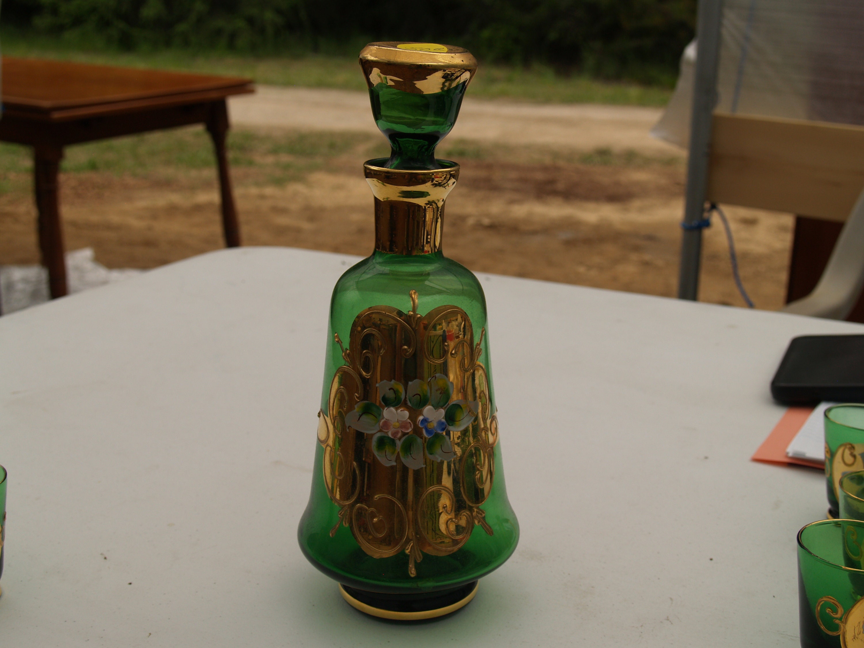 Vintage, Emerald Green Bar Set, Decanter & Shot Glasses - Etsy