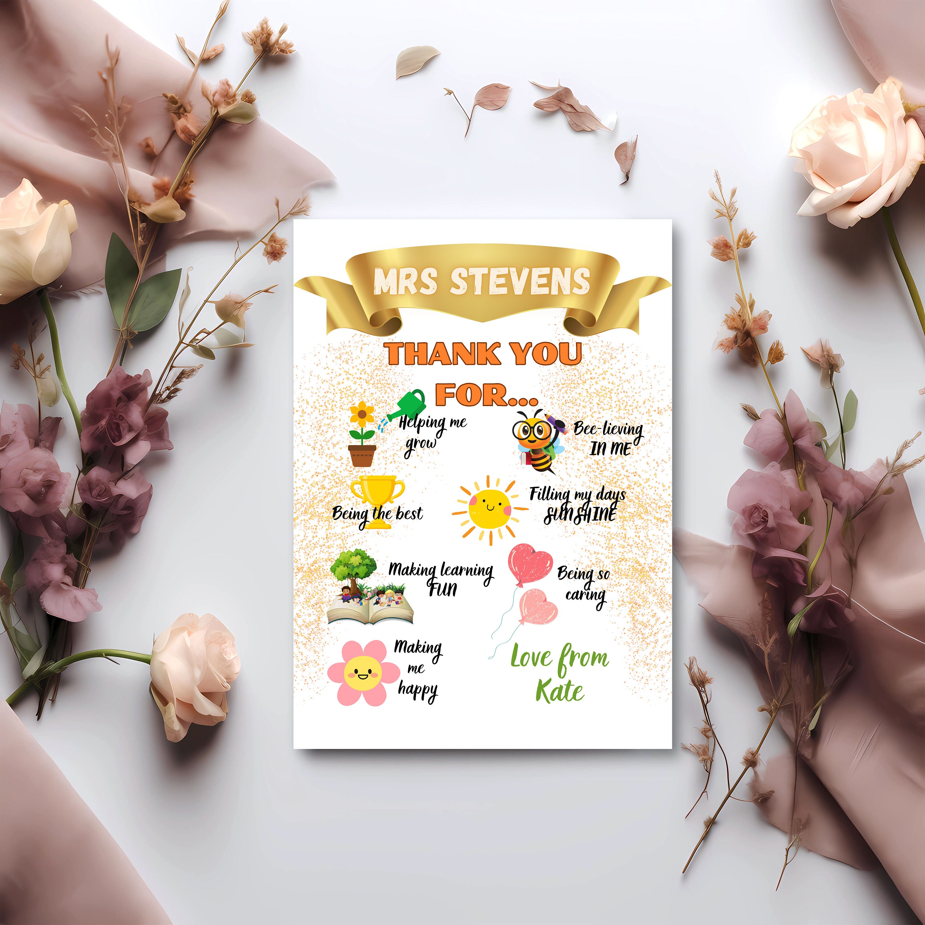 Editable Teacher Thank You Card Instant Download - Etsy