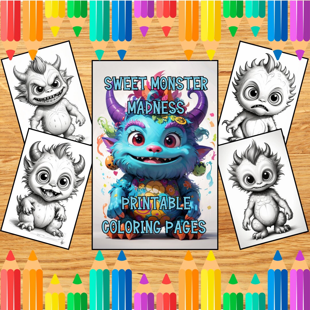 Sweet Monster Madness: Printable Coloring Pages 99 Printable PDF Sheets ...