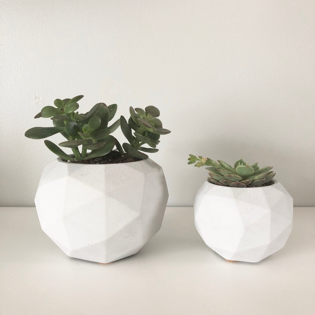 Geometric Concrete Planters Set of Two - Etsy