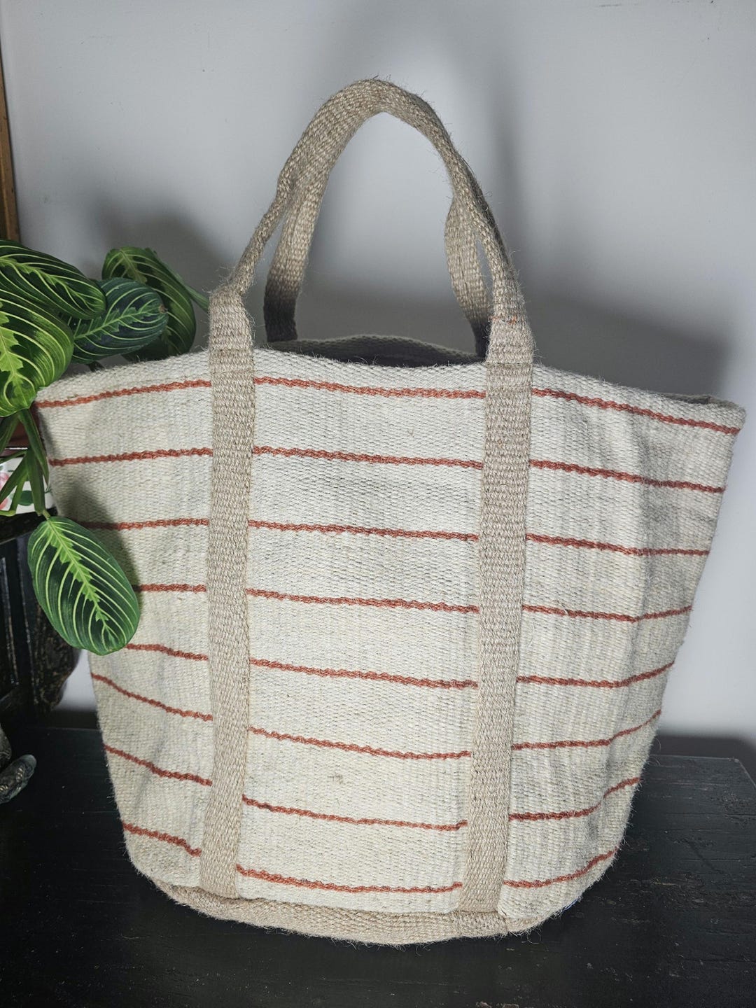 Jute Shopper, Striped Jute Bag, Large Handwoven Bag - Etsy