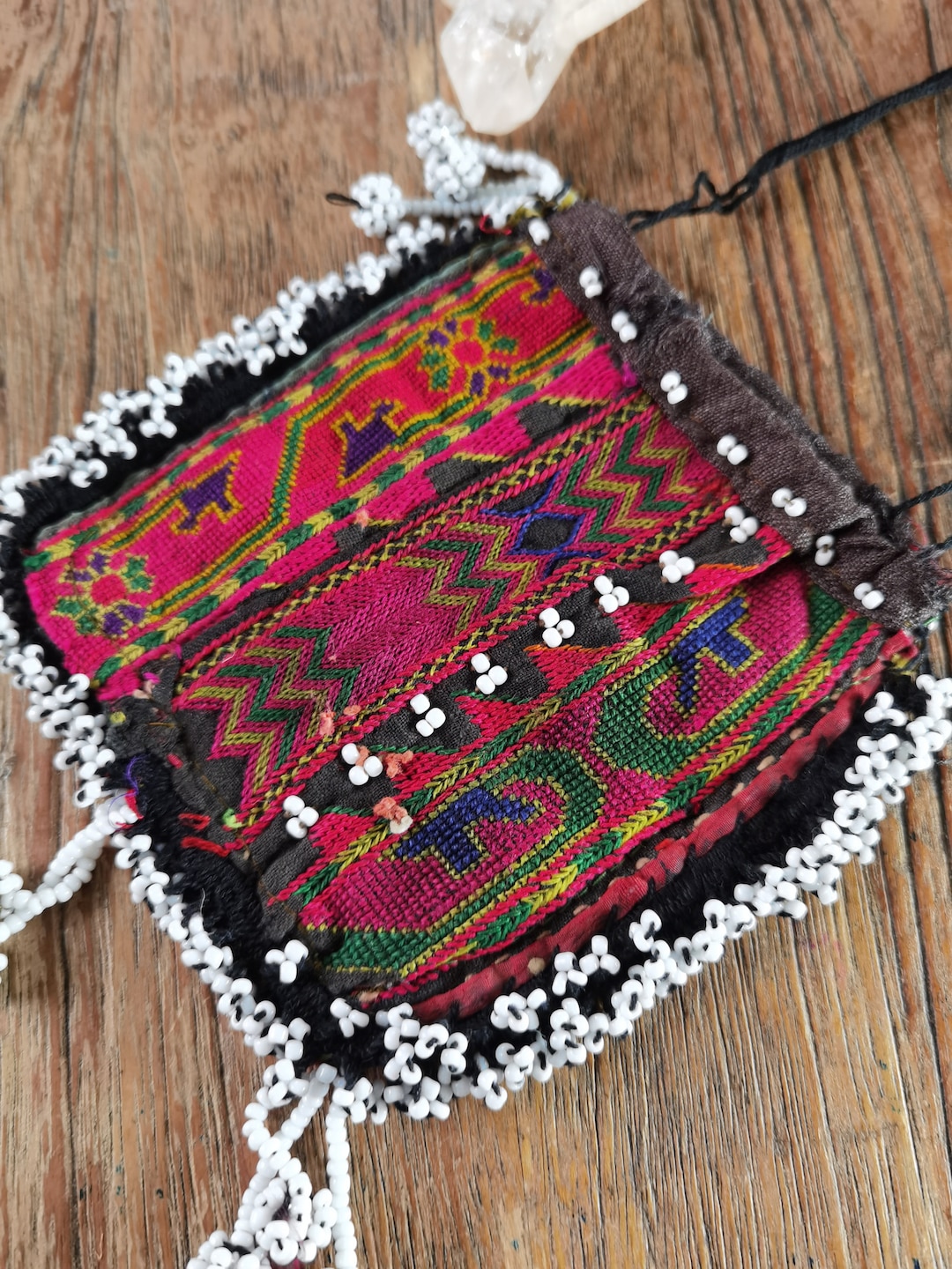 SALE Swat Valley Vintage Silk Pouch, Sindhi Vintage Bag, Beaded Silk ...