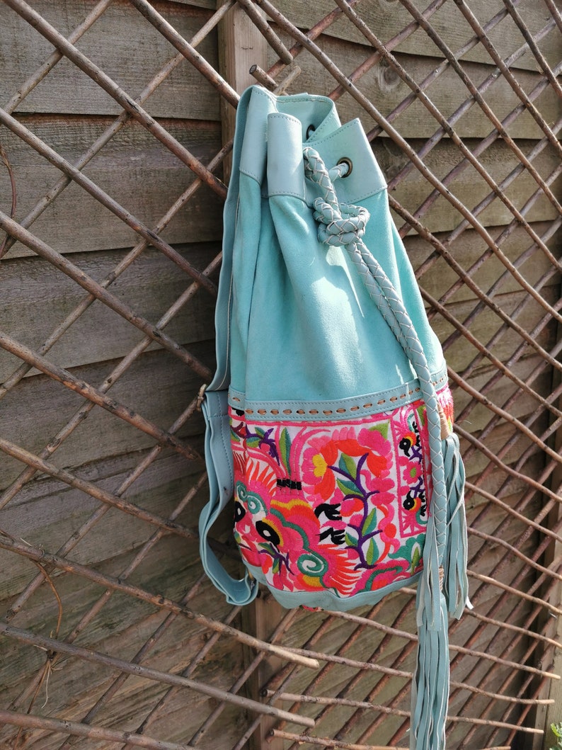 Genuine Suede Backpack Vintage Textile Backpack Boho - Etsy