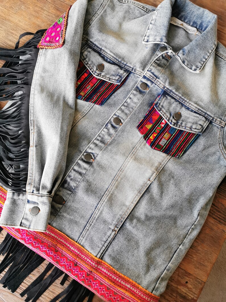 Embellished Denim Jacket Unique One of A Kind Jacket Pashtun - Etsy
