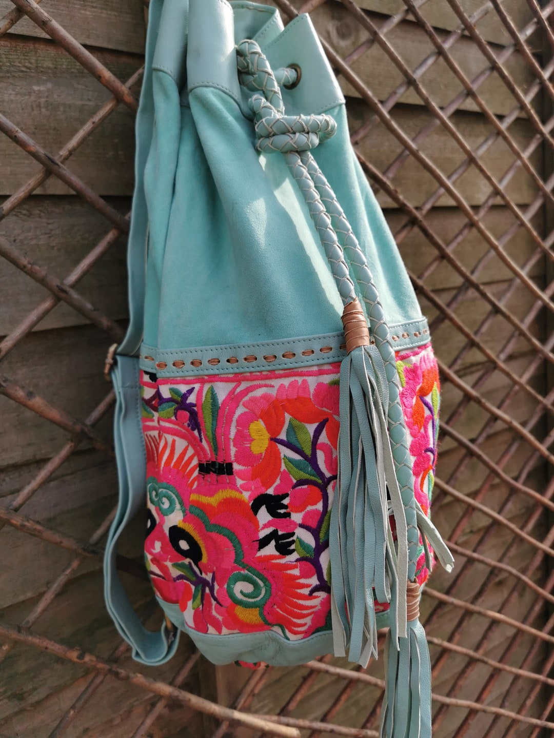 Genuine Suede Backpack, Vintage Textile Backpack, Boho Backpack, Unique ...