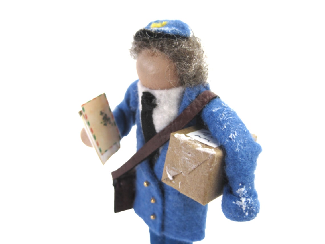 Winter Mailman Wooden Ornament Postman Carrying Christmas - Etsy