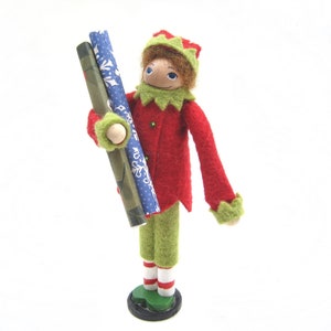 Wrapping Paper Elf Elf Wrapping Presents Wooden and Felt | Etsy