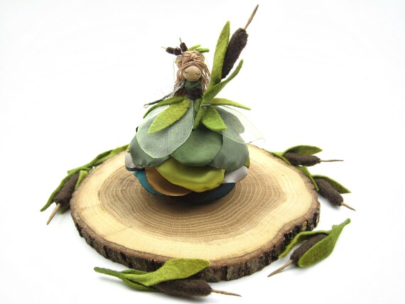 Cattail Fairy Ornament Marsh Fairy Decoration Wood and Felt | Etsy