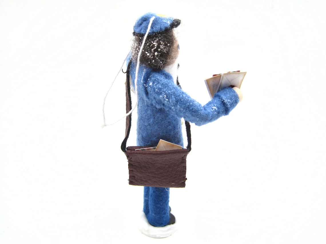 Winter Mailman Wooden Ornament Postman Carrying Christmas | Etsy