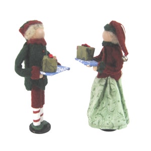Elves With Stack of Presents, Christmas Elf Ornaments, Elves Loading ...