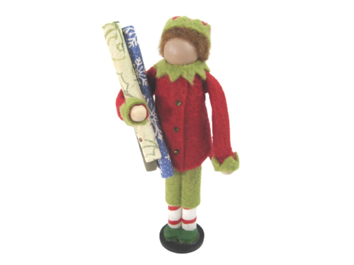 Wrapping Paper Elf Elf Wrapping Presents Wooden and Felt - Etsy