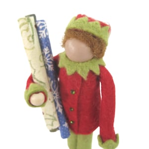 Wrapping Paper Elf, Elf Wrapping Presents, Wooden and Felt Ornament ...