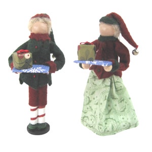Elves With Stack of Presents, Christmas Elf Ornaments, Elves Loading ...