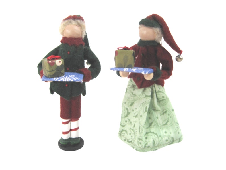 Elves With Stack of Presents Christmas Elf Ornaments Elves - Etsy