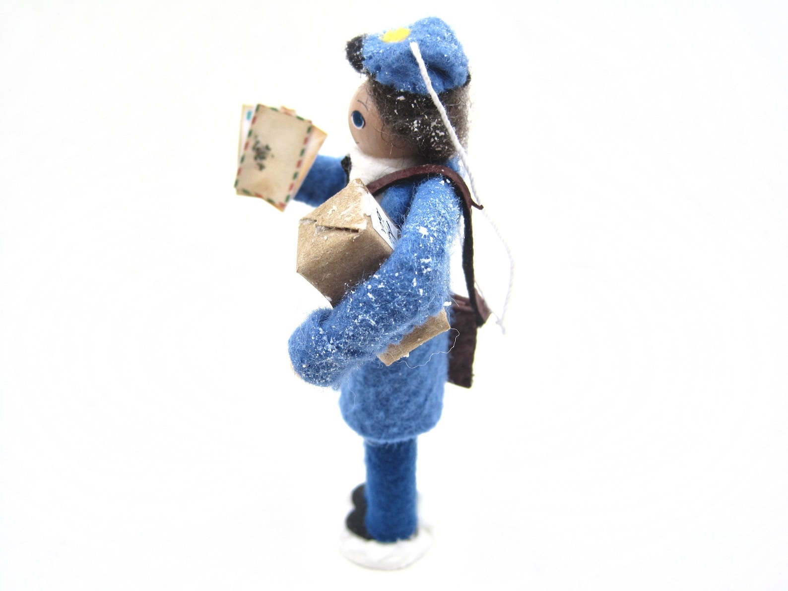 Winter Mailman Wooden Ornament Postman Carrying Christmas | Etsy