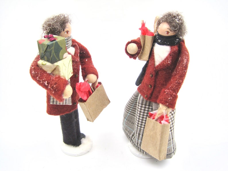 Christmas Shoppers Wooden Ornaments Choose Between Boy or | Etsy