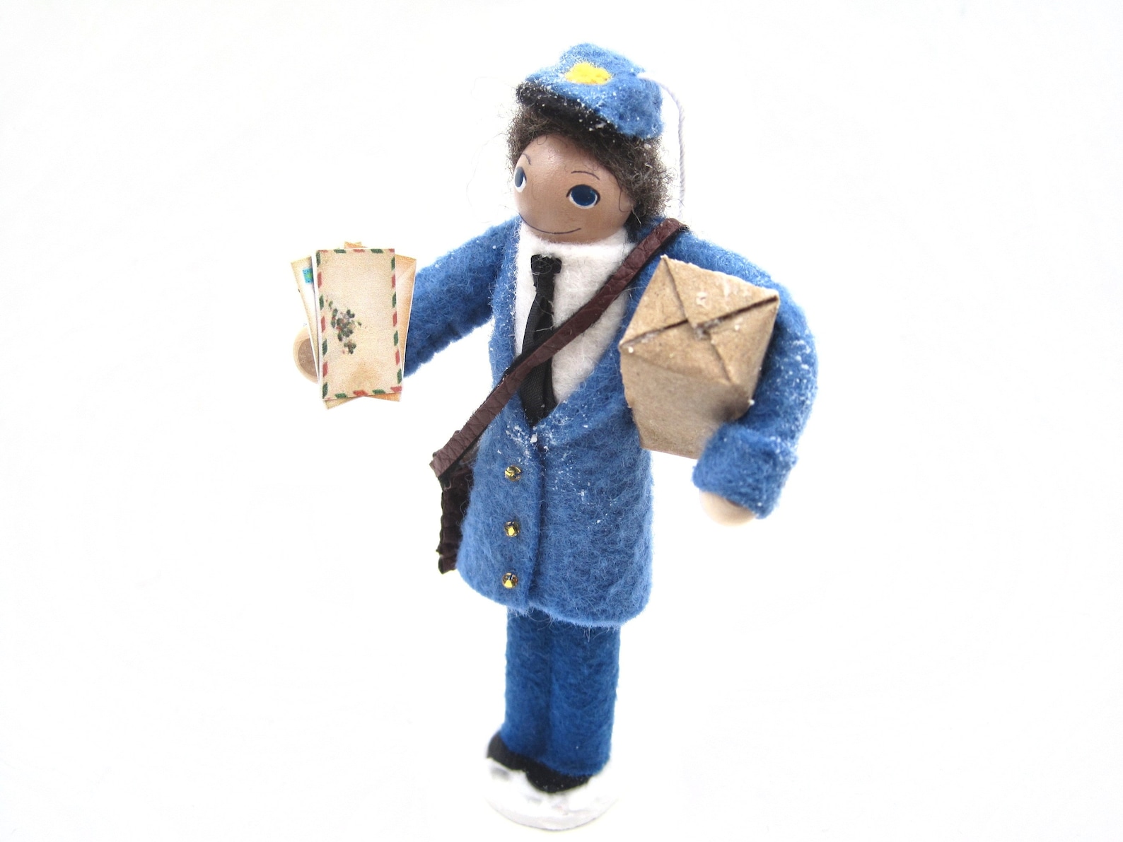 Winter Mailman Wooden Ornament Postman Carrying Christmas | Etsy