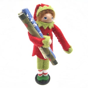 Wrapping Paper Elf Elf Wrapping Presents Wooden and Felt | Etsy