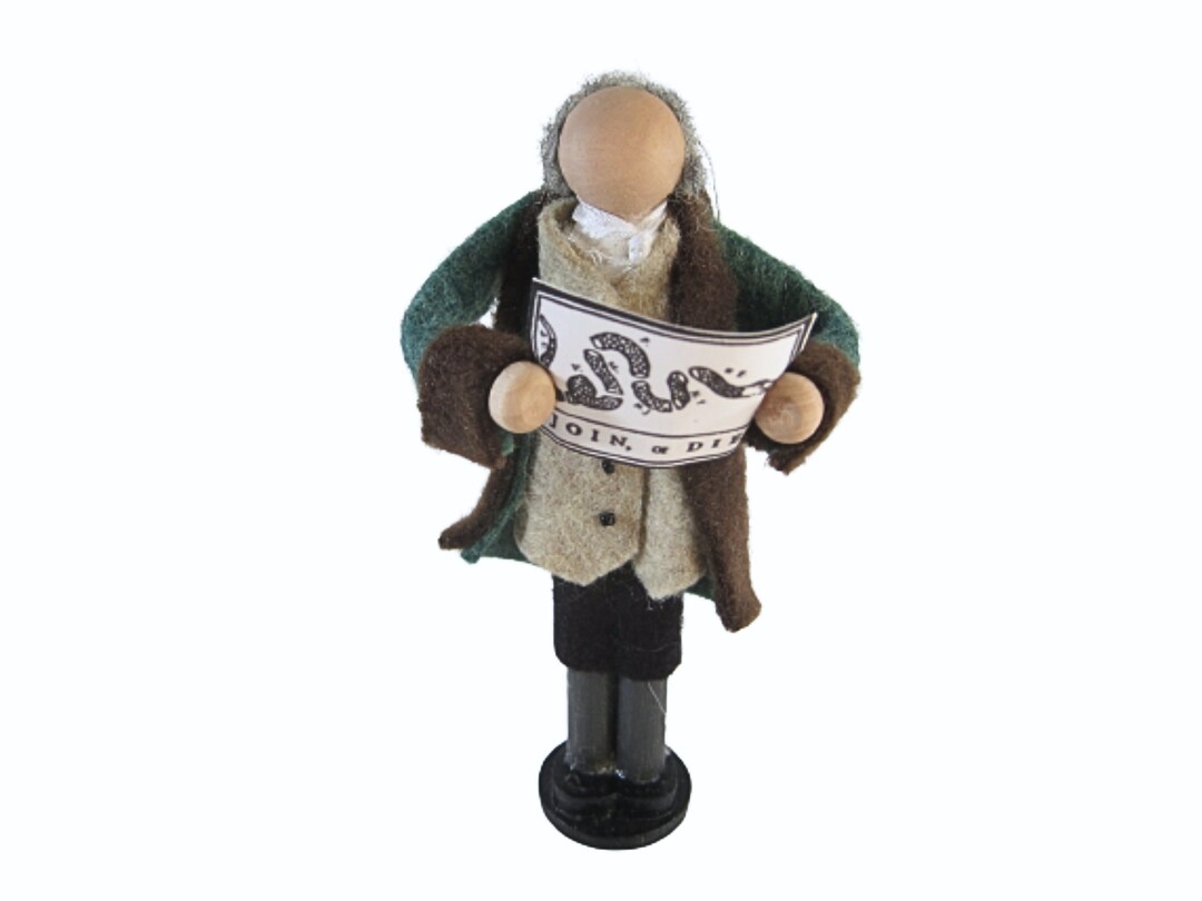Benjamin Franklin Wooden Ornament, Founding Fathers Decoration, Join or ...