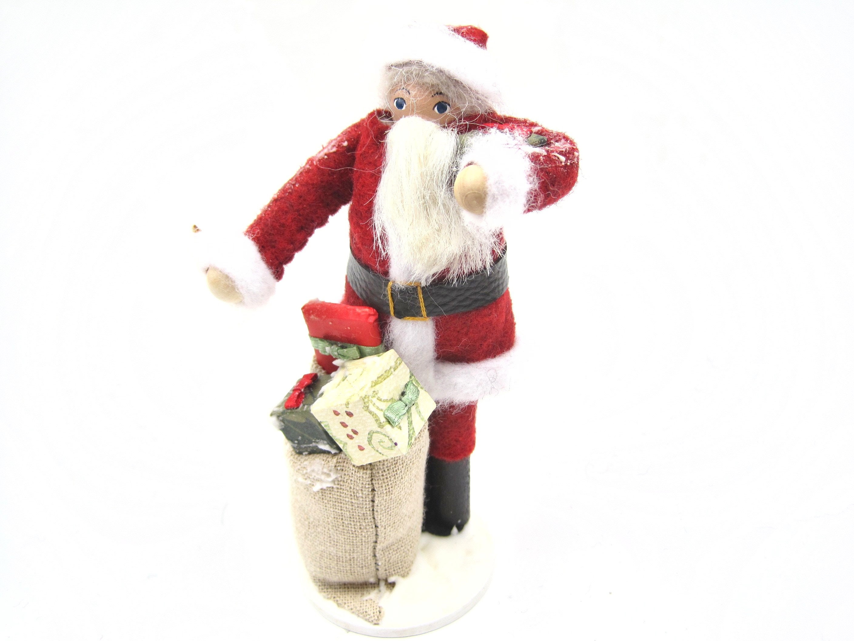 Santa with Bag of Presents Ornament Wooden Christmas | Etsy